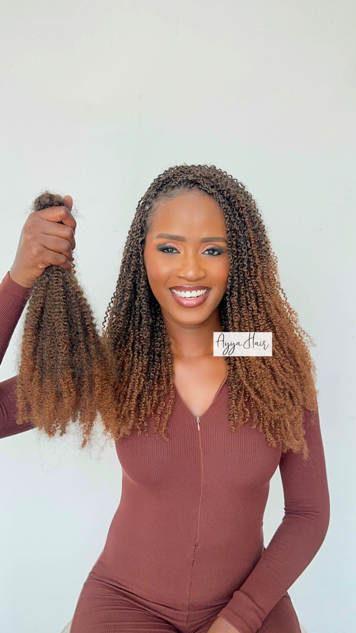 Kinky Curly Hair (Human Hair Replica) – Honey Maple – Ayya Hair